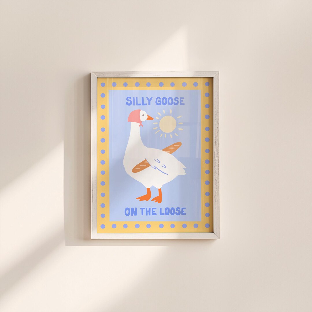 Silly Goose Wall Art, Funny Animal Nursery Print, Children Room Decor ...