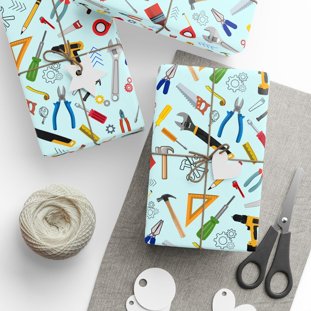 Garage Tools Wrapping Papers, Mechanic Gift Wrap, Gift Wrap for Dad ...