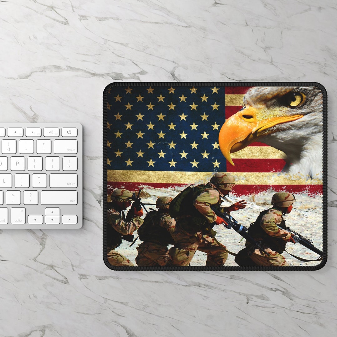 Patriotic American Flag Mouse Pad, Gift for Veteran and Military ...