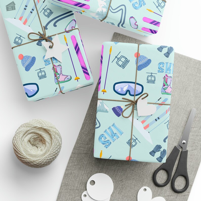 Skiing Wrapping Paper, Winter Sports Gift Wrap, Gift for Skier ...