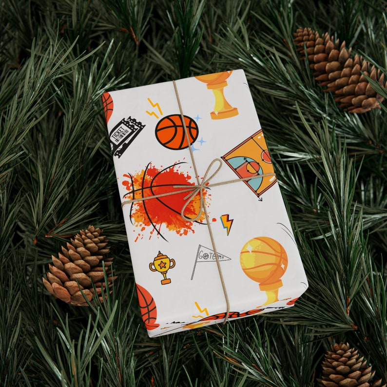 Basketball Wrapping Paper, Basketball Party Gift Wrap, Gift for Athlete ...