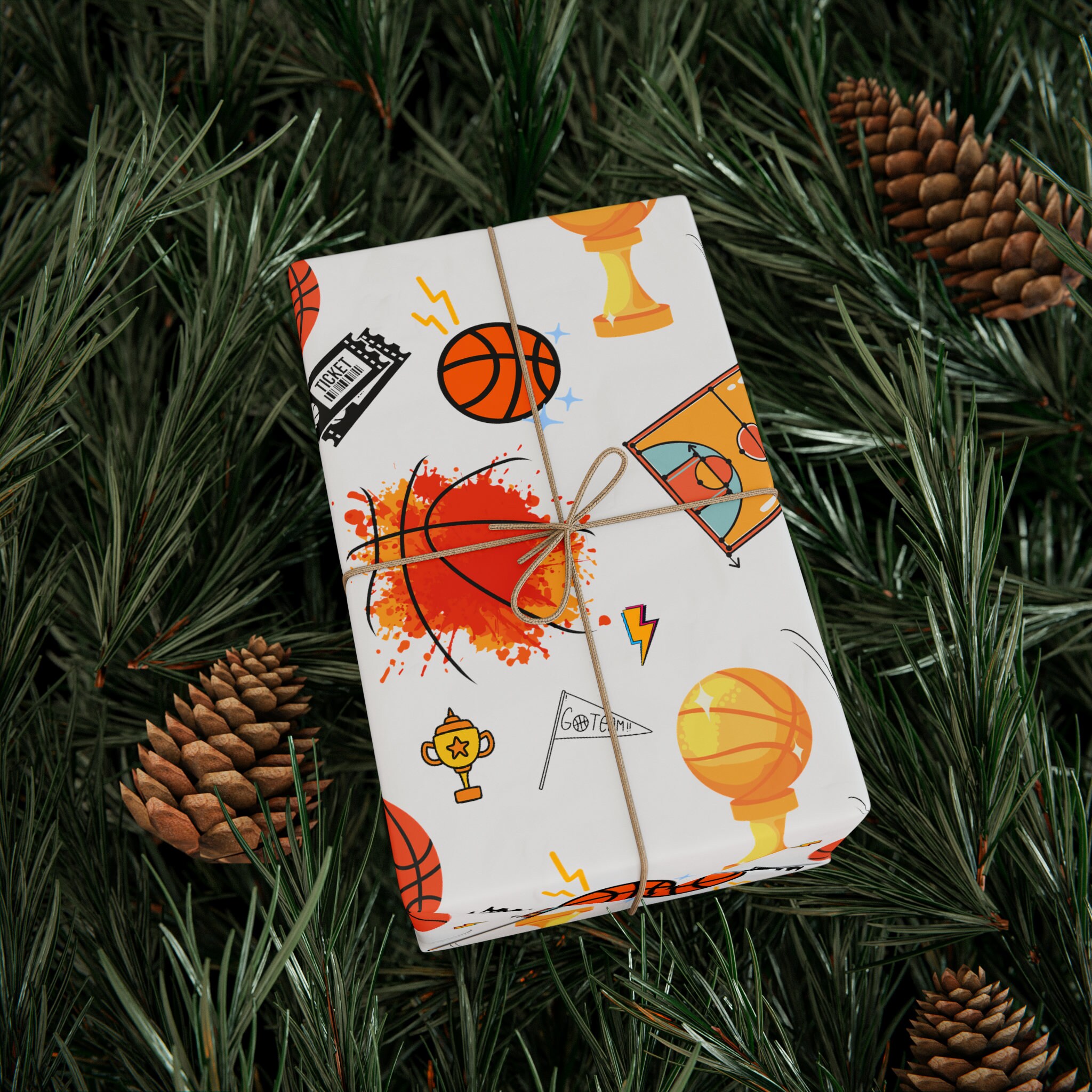 Basketball Wrapping Paper, Basketball Party Gift Wrap, Gift for Athlete ...