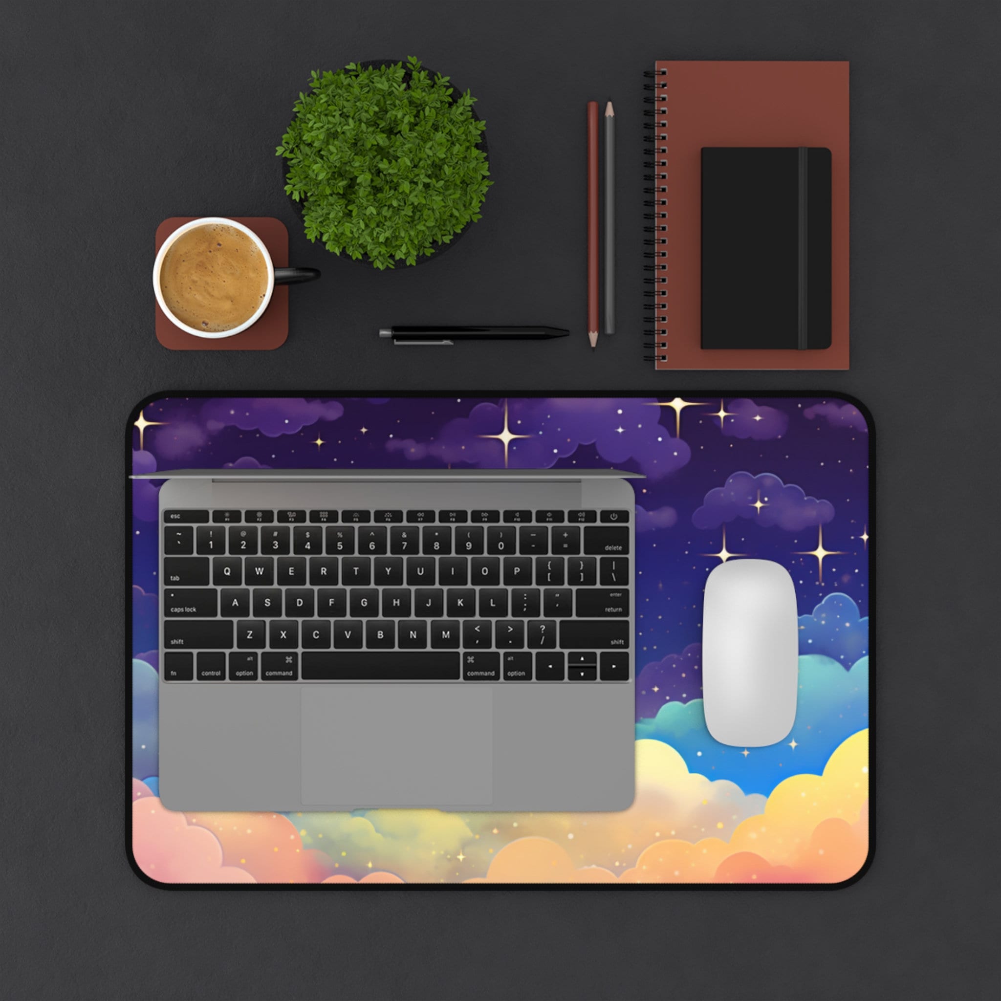 Pastel Galaxy Desk Mat, Cute Aesthetic Stars and Planets, Kawaii Space ...