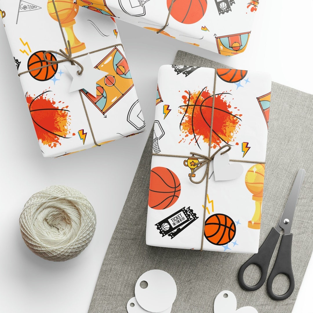 Basketball Wrapping Paper, Basketball Party Gift Wrap, Gift for Athlete ...