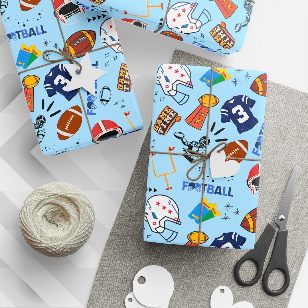 Football Wrapping Paper, Football Player Gift Wrap, Coach Gift, Fantasy ...