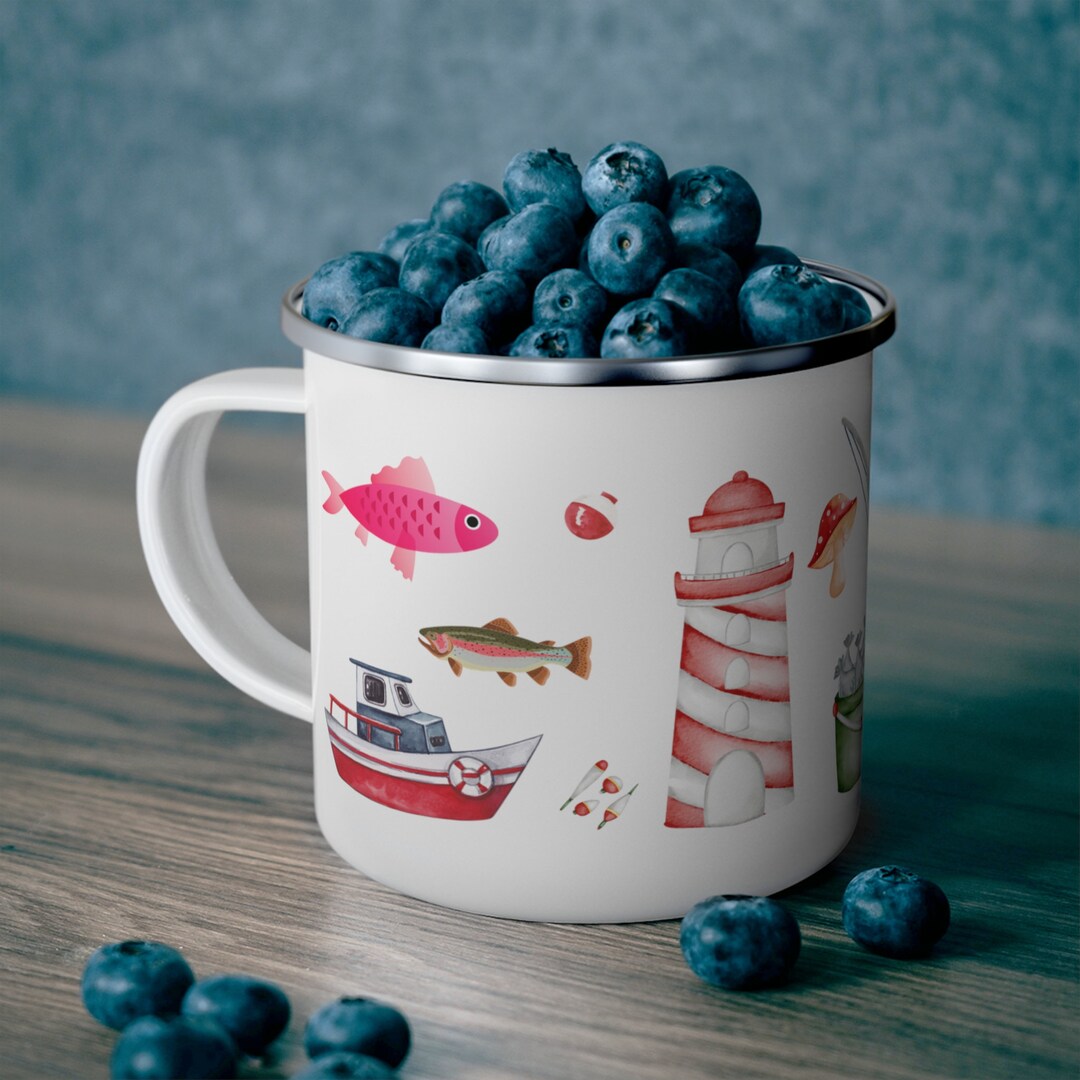 Personalized Fishing Mug, Custom Wrap Around Mug, Pink Coffee Cup ...