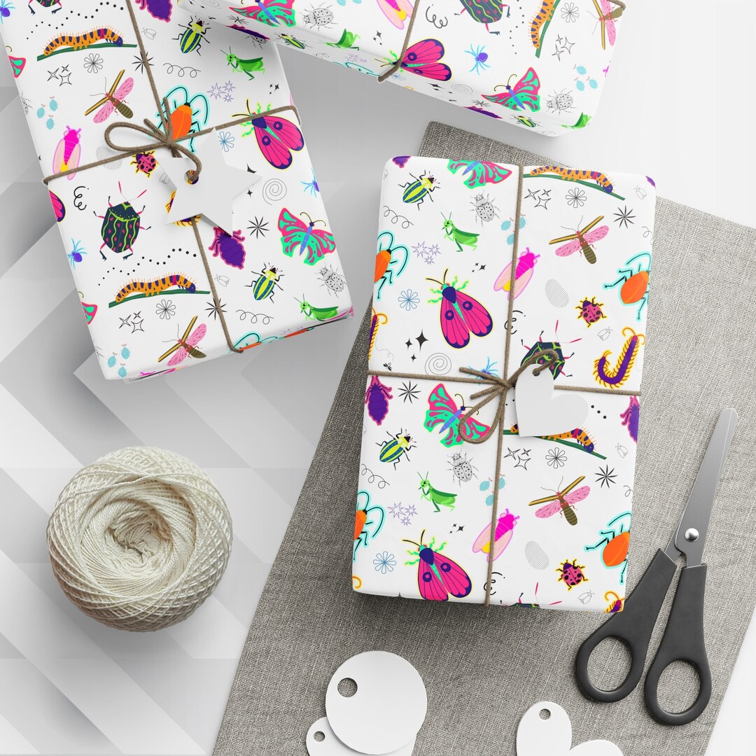 Bugs Wrapping Paper, Insect Gift Wrap, Baby Bug Shower, Insect Party ...