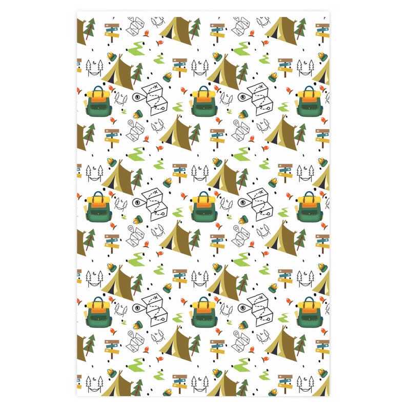 Camping Wrapping Paper Camp Gift Wrap Outdoor Birthday - Etsy