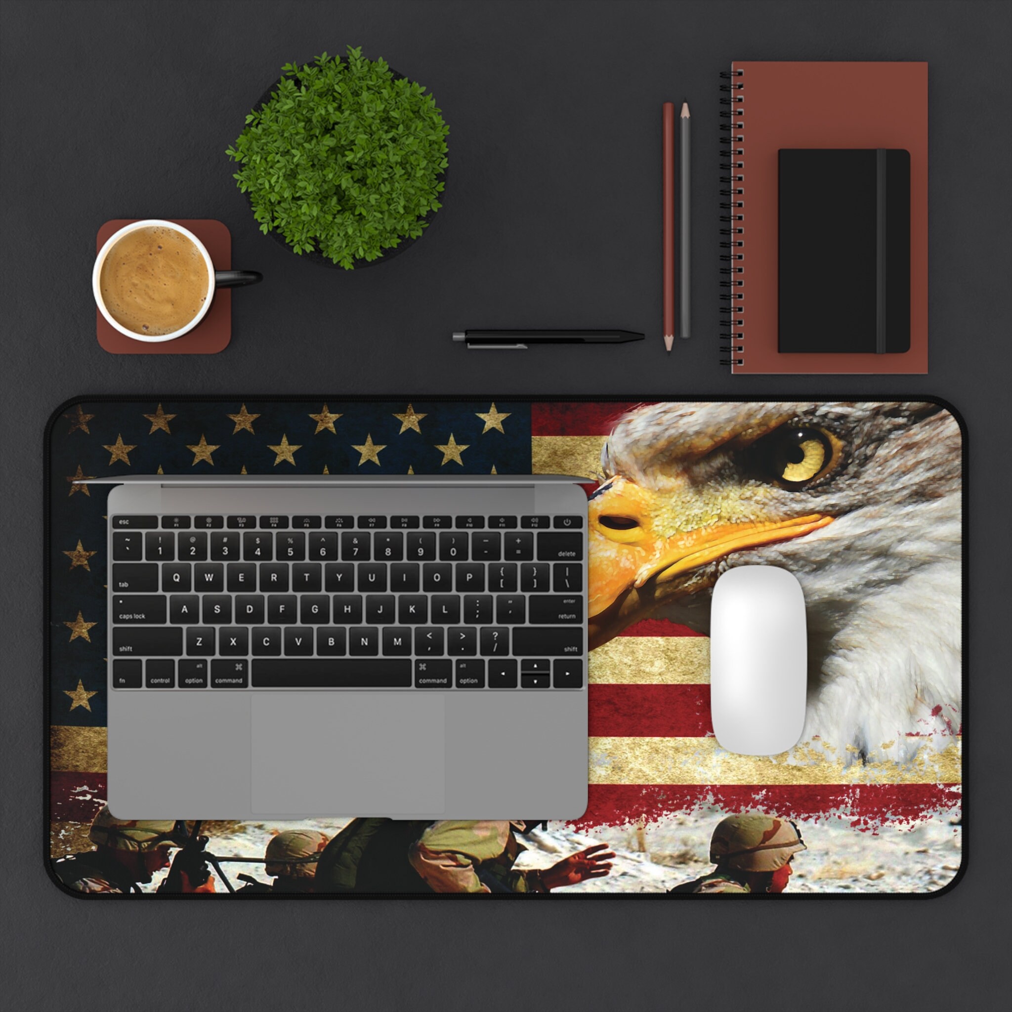Patriotic Bald Eagle Desk Mat, Gift for Veteran, Powerful Patriotic ...