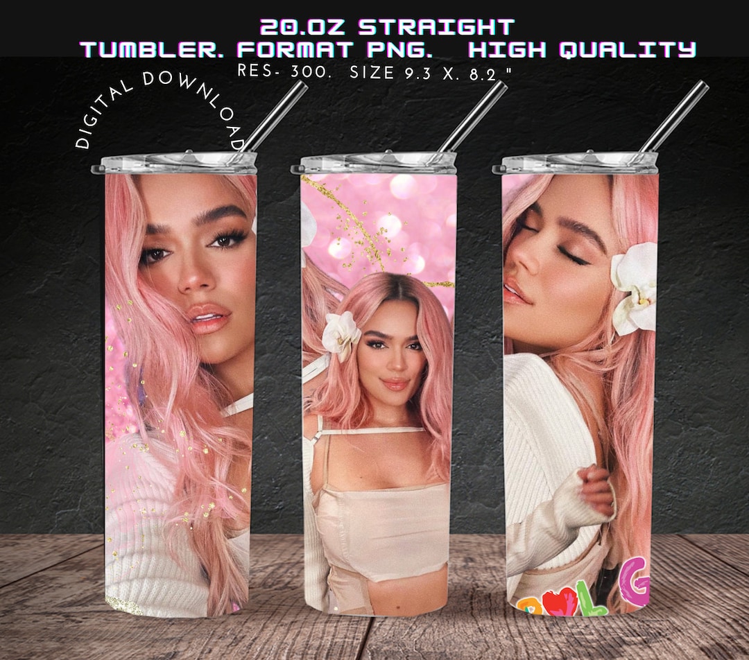 Karol G , Pink Hair, Karol G Pelo Rosado, bichota, Tumbler Wrap design ...