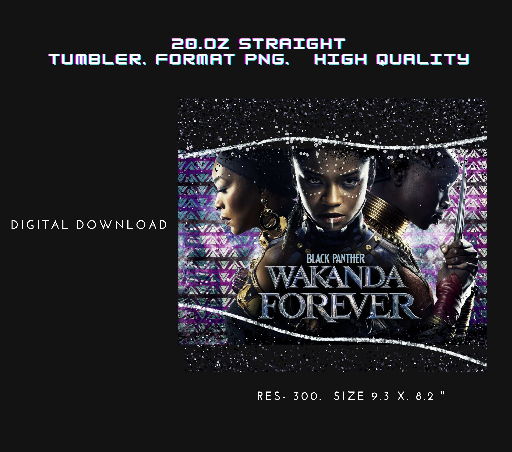 Wakanda Forever Black Panther Tumbler WRAP Design for - Etsy