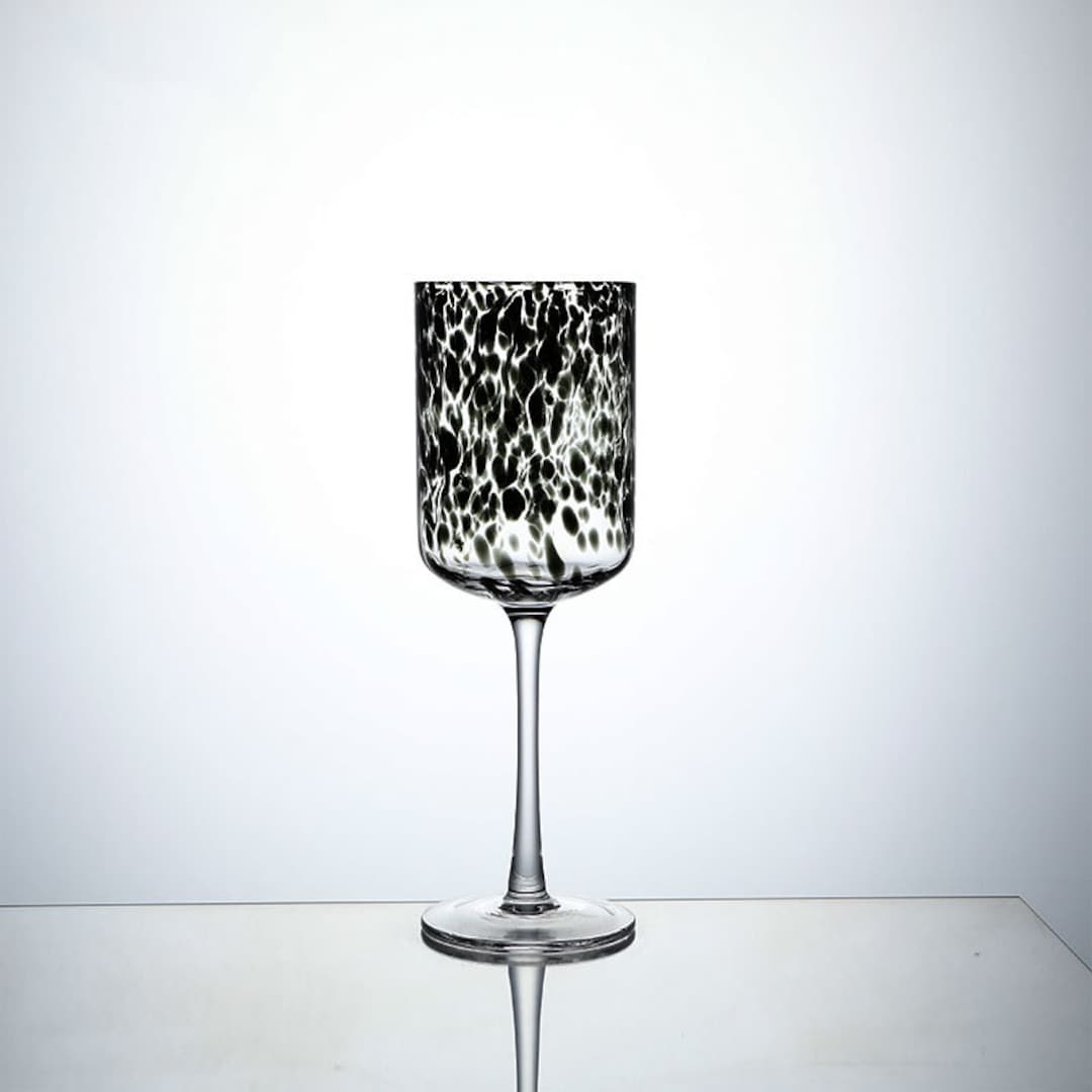 Black Leopard Print Wine Glasses Vintage Wine Glasses - Etsy