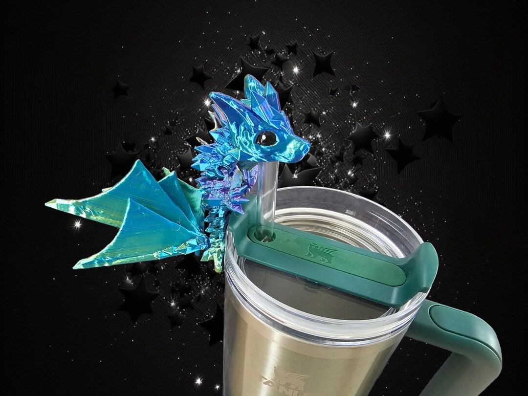 Crystal Wing Wolf Dragon Straw Topper Stanley 30 Oz or 40oz Straw ...