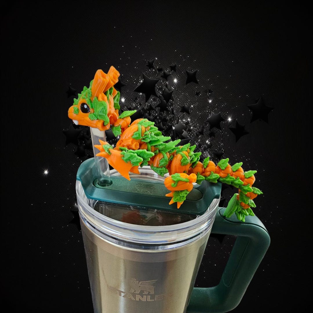 Pumpkin Dragon Straw Topper * Stanley 30 Oz or 40oz Straw Topper * Fits ...