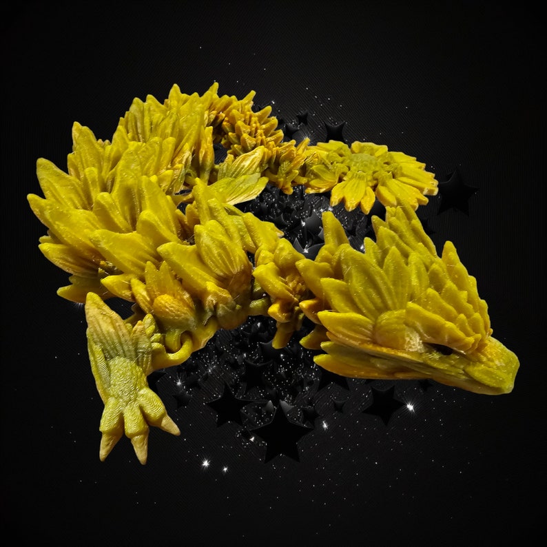 Sunflower Dragon 3D Printed Articulated Sunflower Dragon 20 Inches Long ...