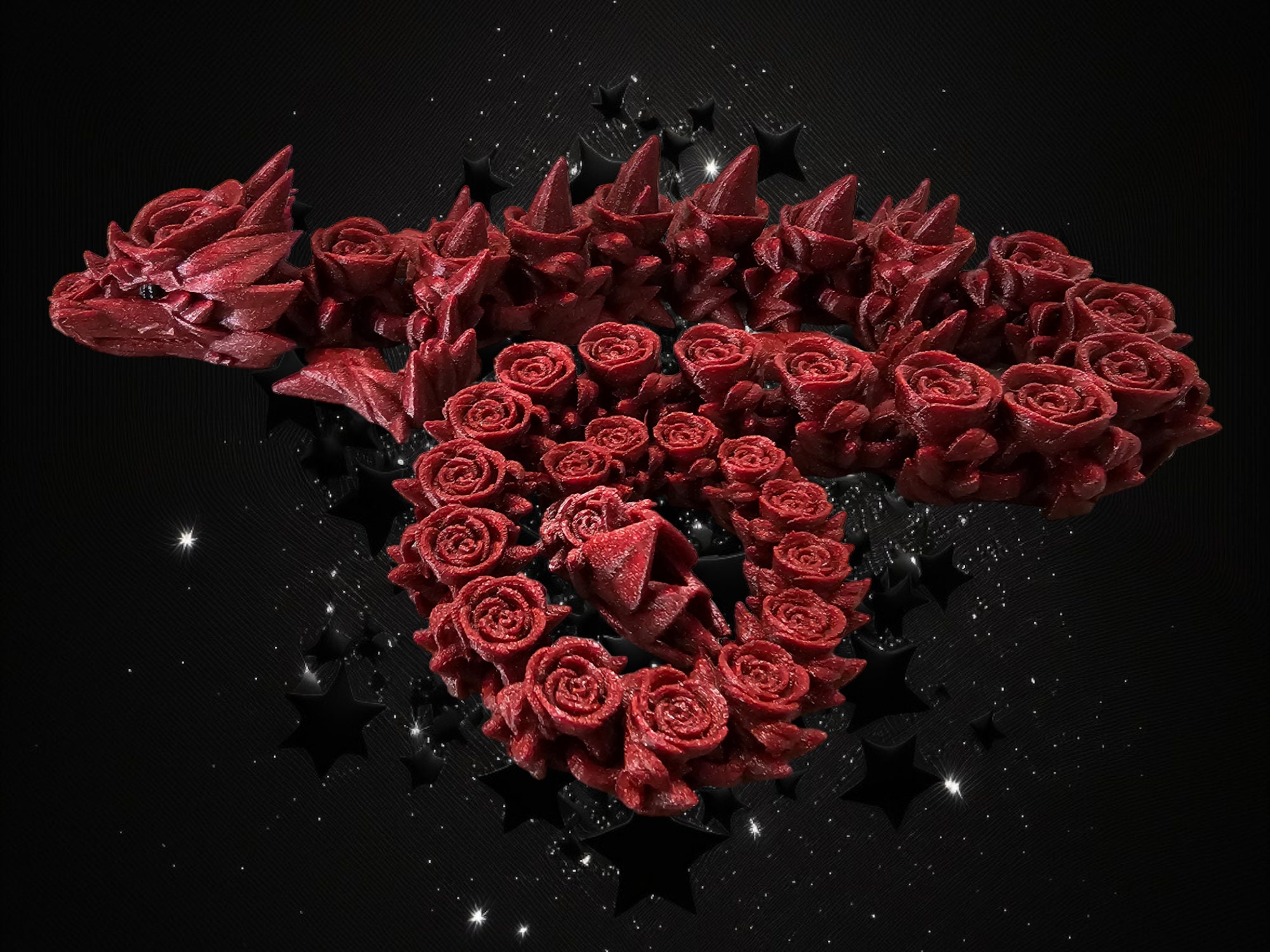 Rose Dragon 3D Printed Articulated Rose Dragon 29 Inches Long - Etsy
