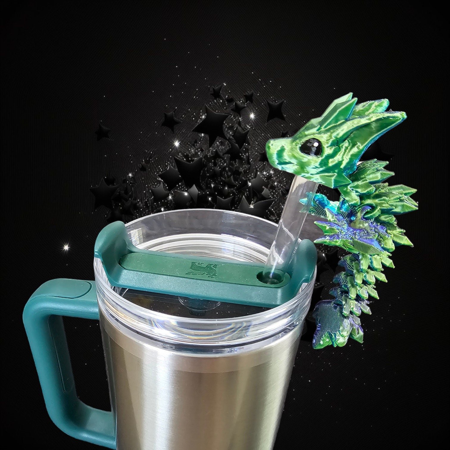 Crystal Wolf Dragon Straw Topper Stanley 30 Oz or 40oz Straw Topper ...