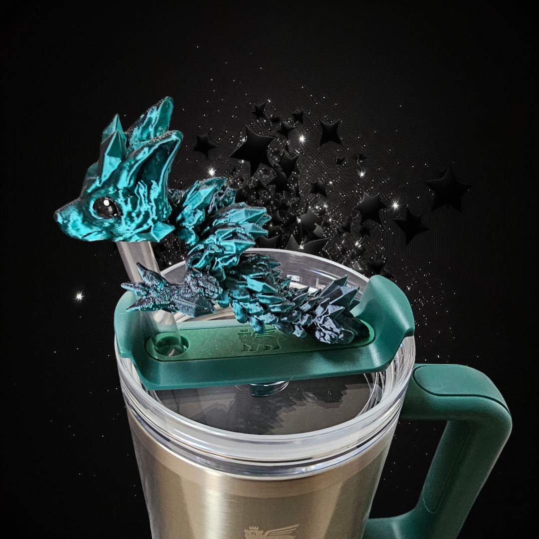 Crystal Wolf Dragon Straw Topper * Stanley or Brumate 30 Oz or 40oz ...