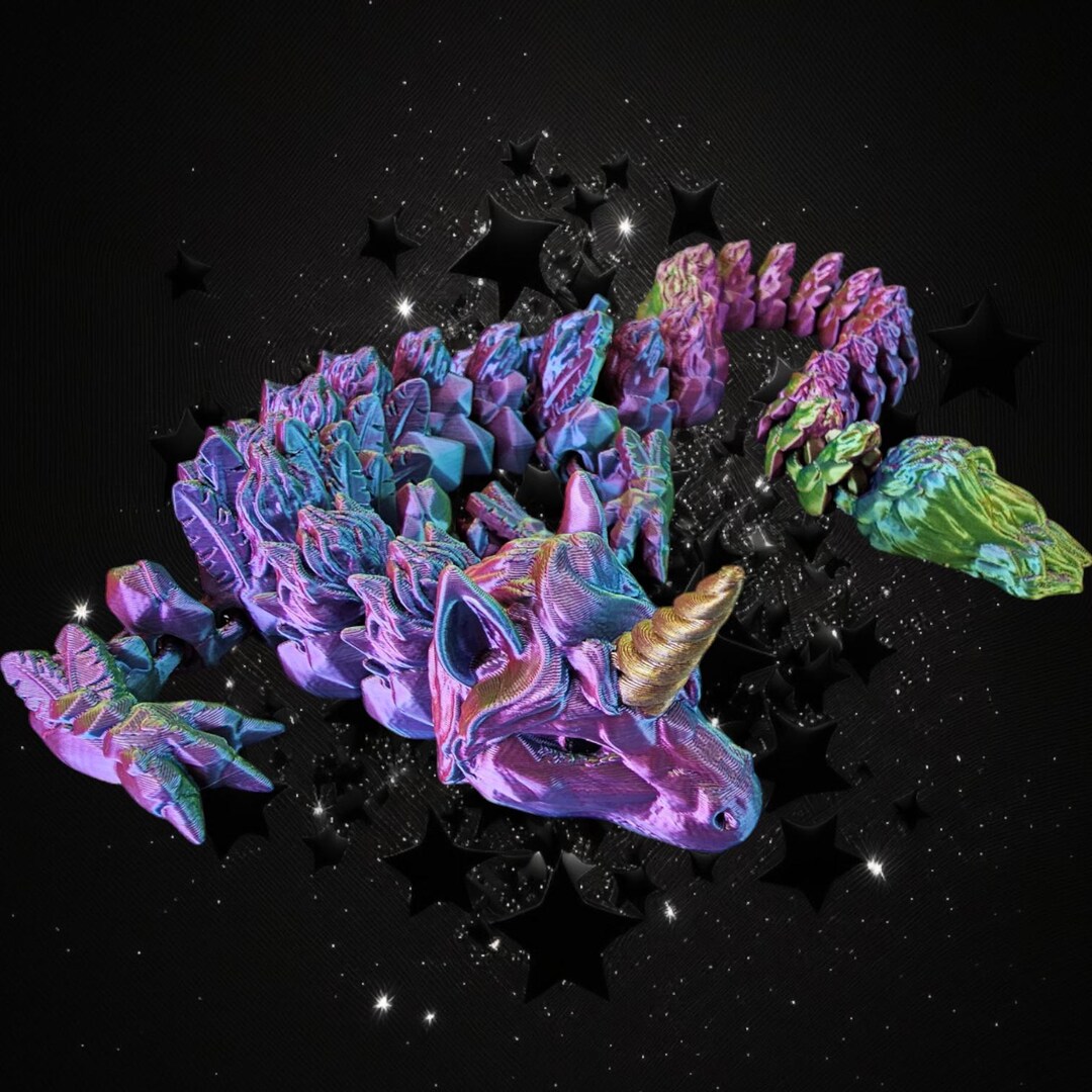 Alicorn Dragon * 3D Printed Articulated Alicorn Dragon * 22 Inches Long ...