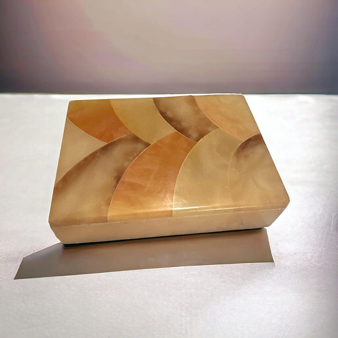 Vintage Art Deco Italian Alabaster Marble Jewelry / Trinket Box ...