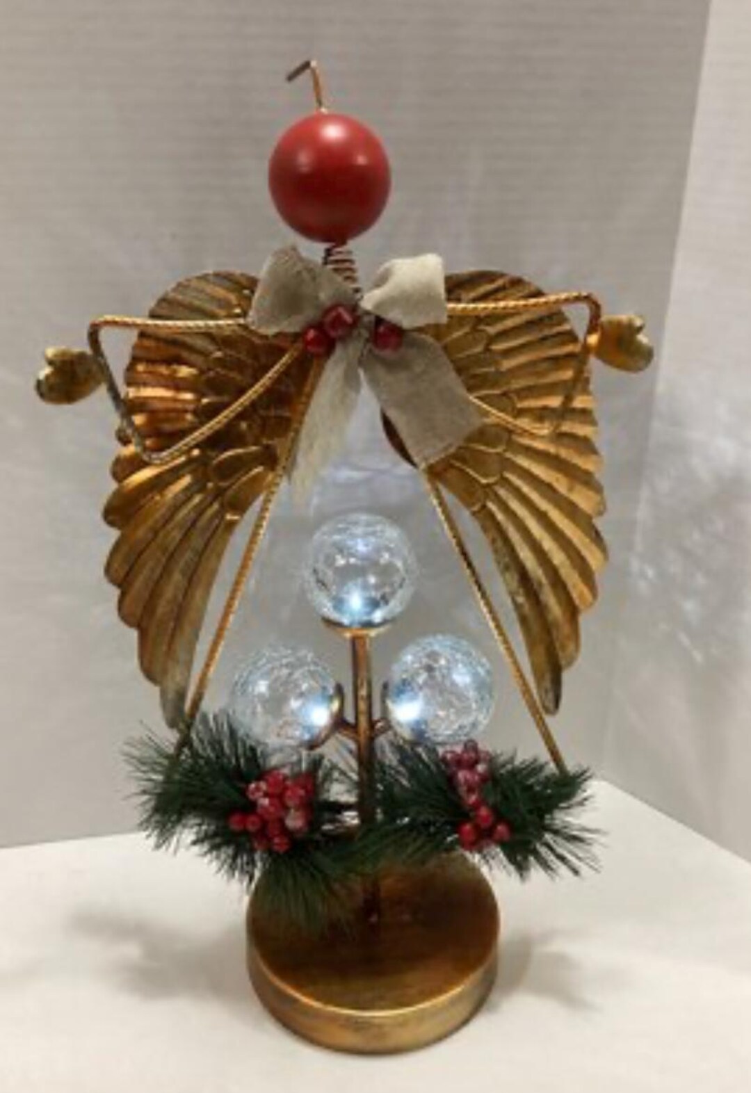 Light-up Gold Angel. Christmas Decoration With LED Crackle Glass Globes ...