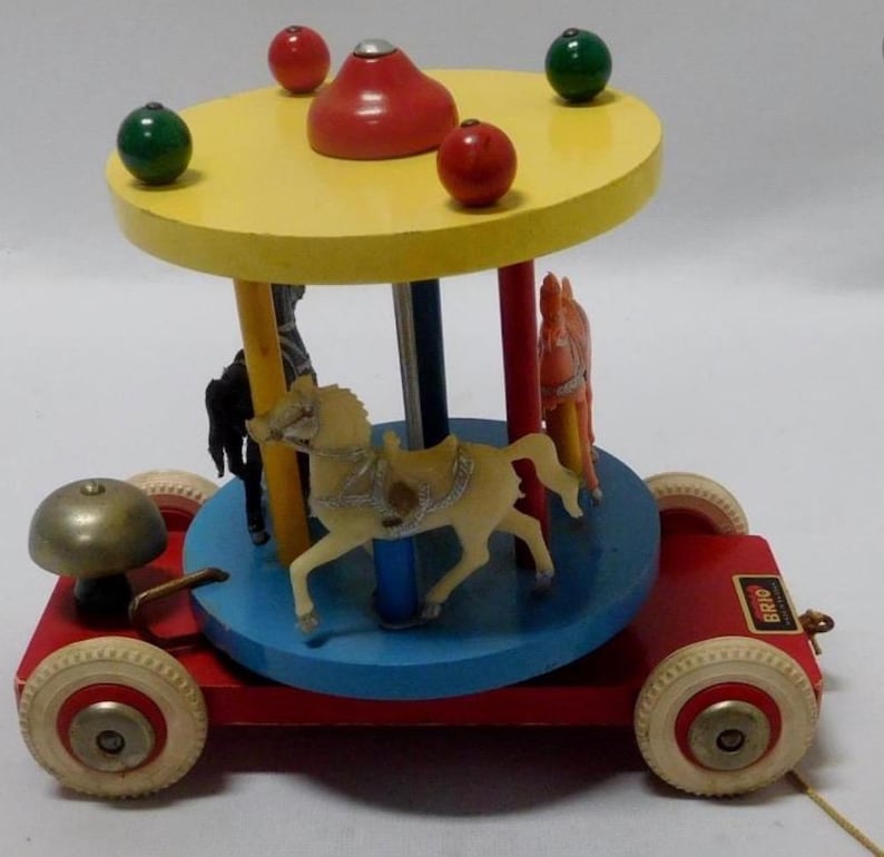 1960s Brio Wood Carousel Merry-go-round Pull Toy: Made in Sweden - Etsy