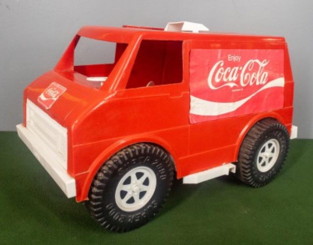 VINTAGE 1970s Coca Cola Red Plastic Van. 18.5" X 9.5" Doors Open Slide ...