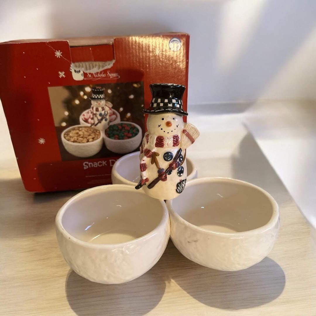 St Nicholas Square Forest the Snow Friends Collection Figural Snowman Trio Part Bowl - Etsy