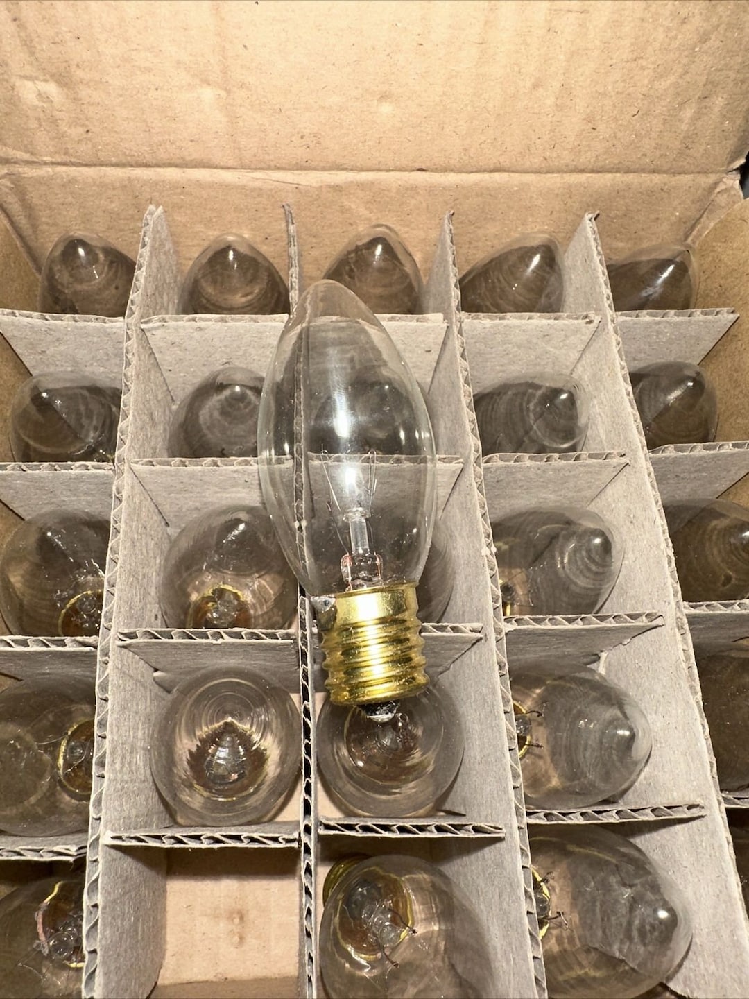 C9 Light Bulbs 130V 7W Clear E17 box of 25 Brass Base - Etsy
