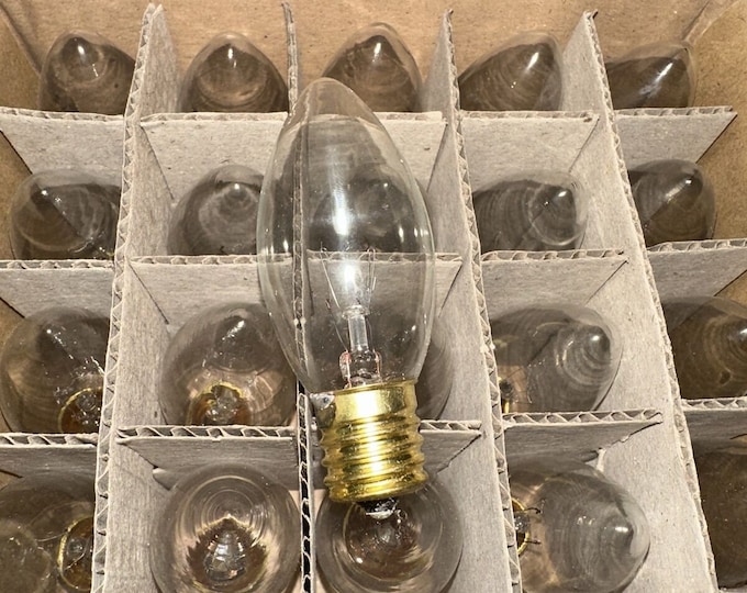C9 Light Bulbs 130V 7W Clear E17 box of 25 Brass Base - Etsy