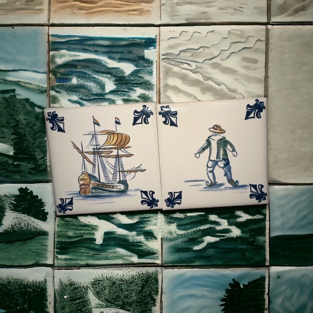 Vintage 1980's Delft Blue Polychrome Tile Coasters - Etsy