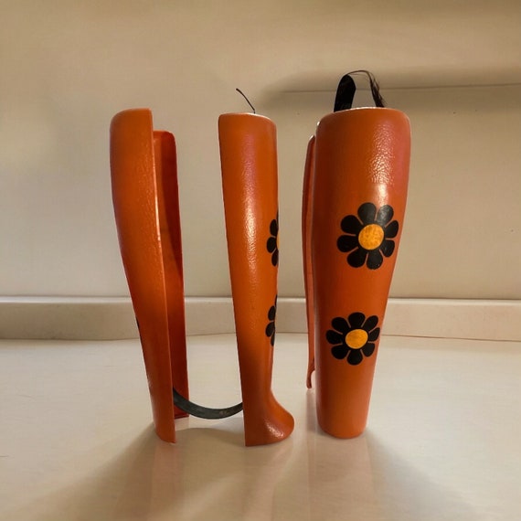 Vintage 1960s Boot Trees Orange Plastic and Metal Flo… - Gem