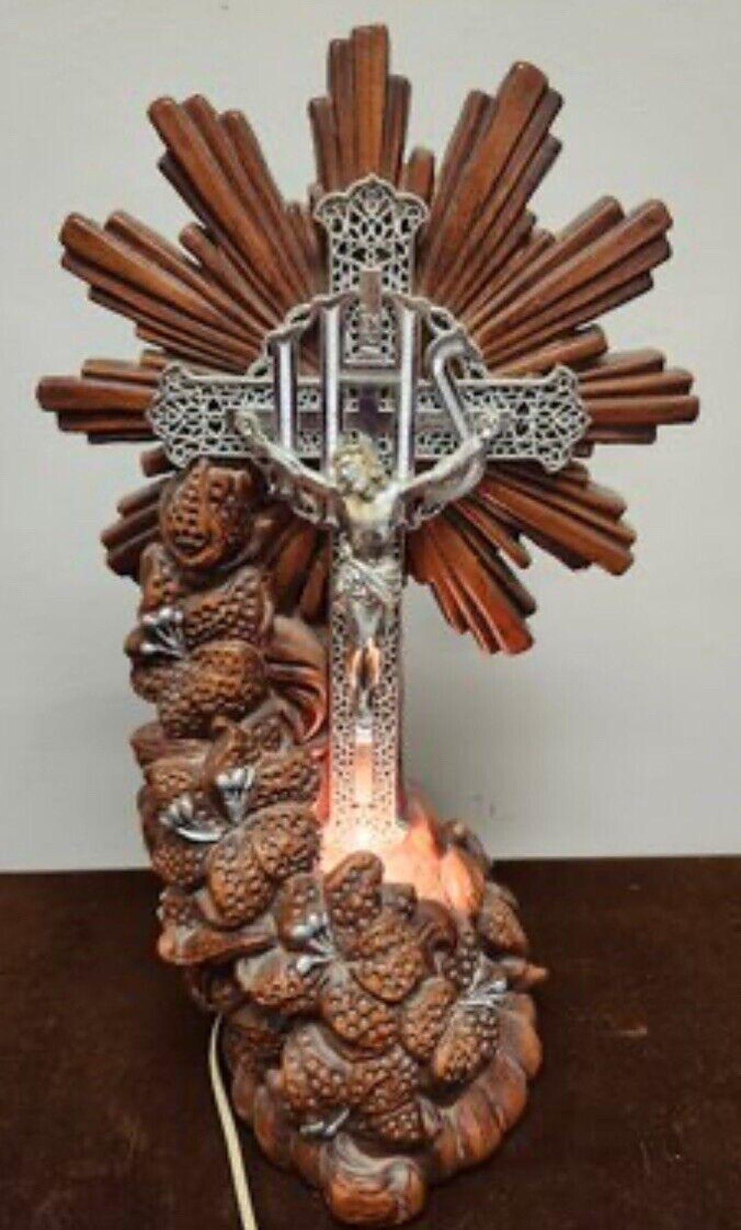 Crucifix Jesus Light up Painted Ceramic Statue 10.75 X 19" 1978 - Etsy