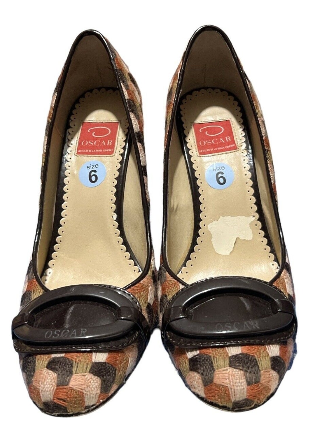 Oscar De La Renta Bessie Brown Pumps Heels Fabric Yarn Shoes 6 - Etsy