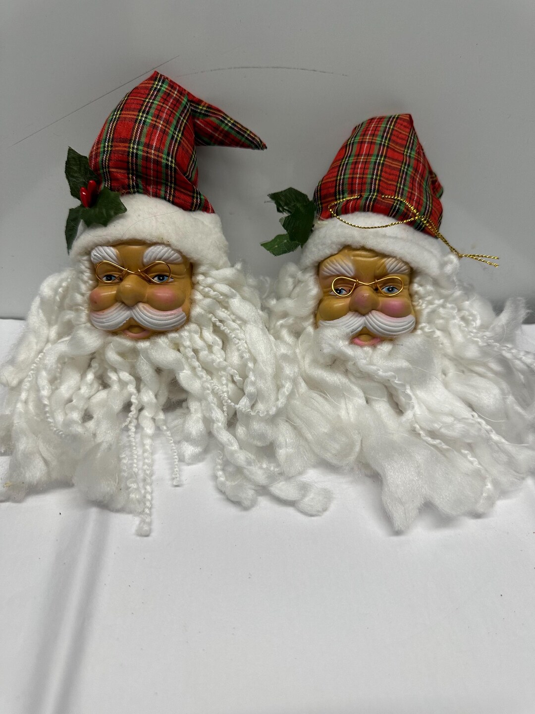 Vintage Porcelain and Plastic Santa Head Christmas Ornaments. Sold ...