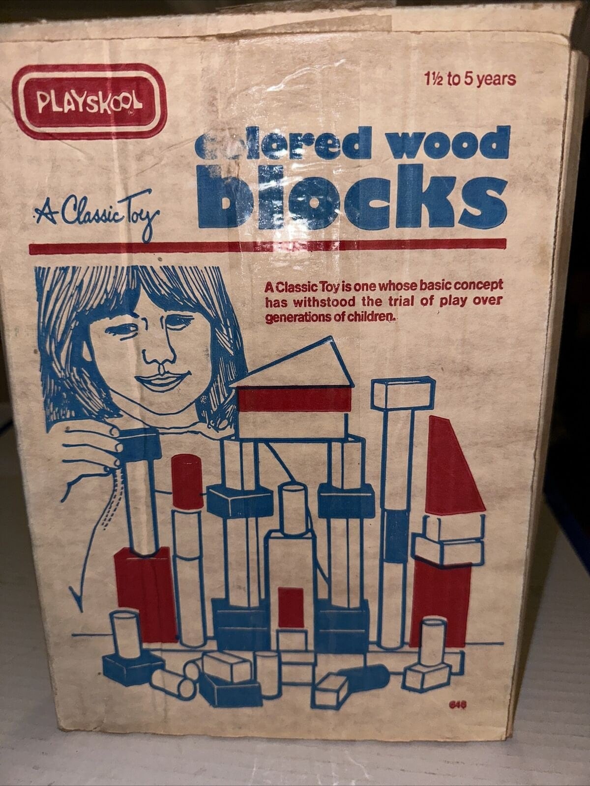 VTG 1982 Playskool Colored Wooden Blocks 48 Pieces in All Made in the ...