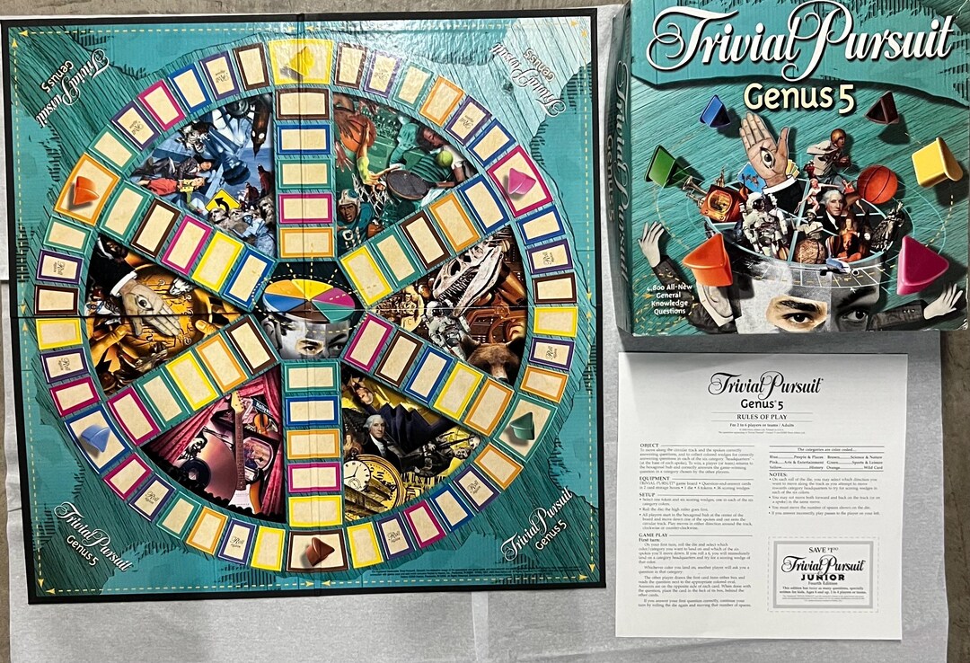 Trivial Pursuit GAME BOARD, Box and Manual Replacement PARTS Genus 5 ...