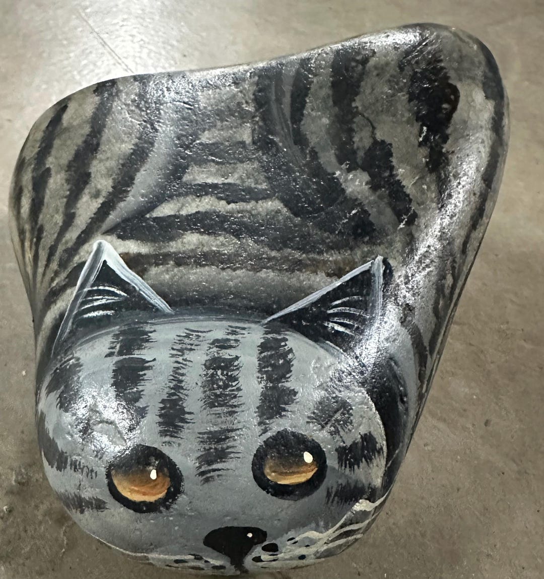 Vintage Painted Rock - Signed Cat Art - Etsy