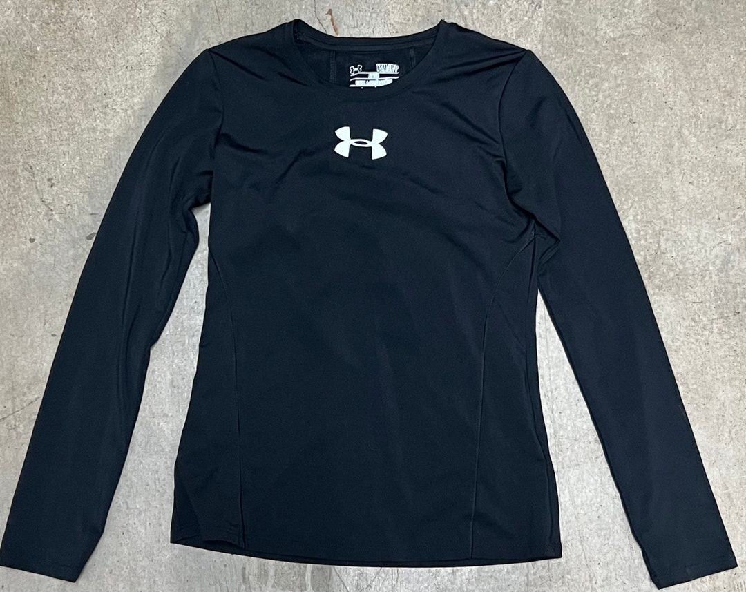 Under Armour UA Boys Black Cold Gear Fitted Long Sleeve Shirt Youth ...
