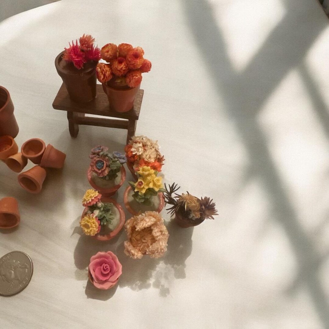 Miniature Flower Pots and Rake in Ceramic Pots - Etsy