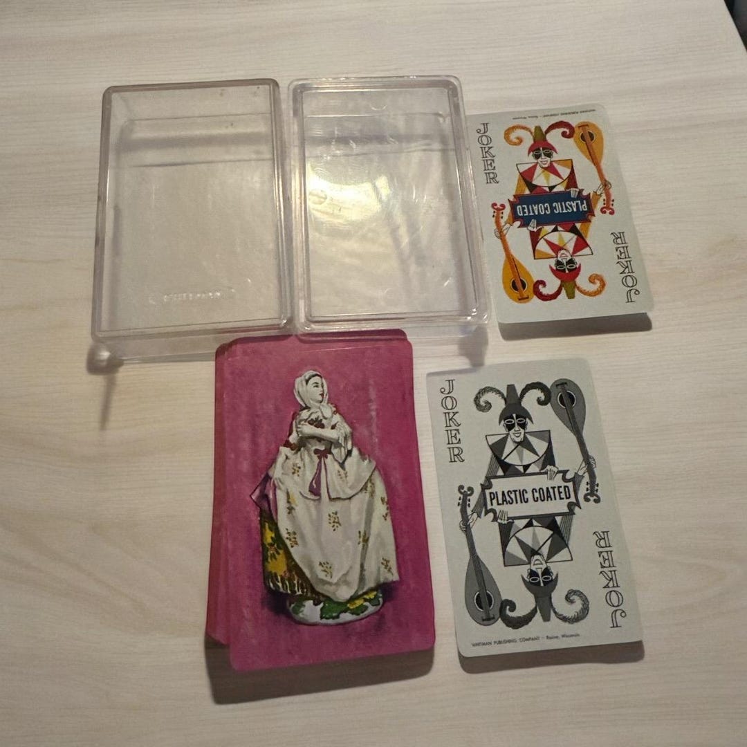 Vintage Whitman Deck Playing Cards With Painted Victorian Girl With ...