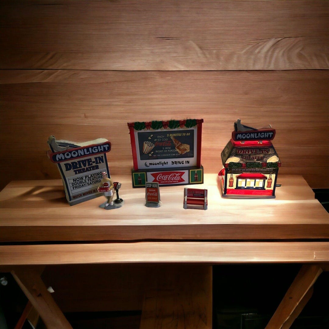 Coca Cola Town Square Collection Moon Light Drive-in Set X-mas Holiday ...