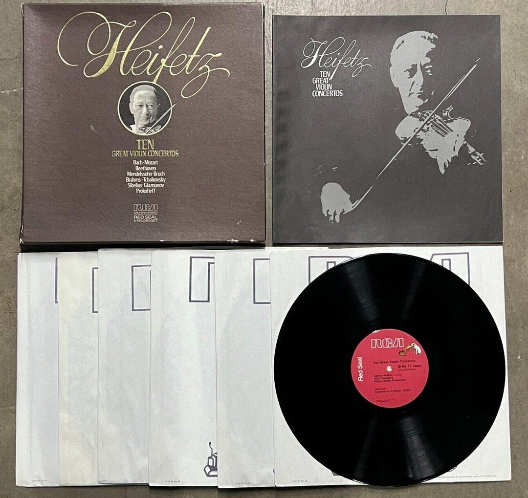 Heifetz Ten Great Violin Concertos Bach Bruch Mozart Brahms CRL6-0720 RCA Record - Etsy