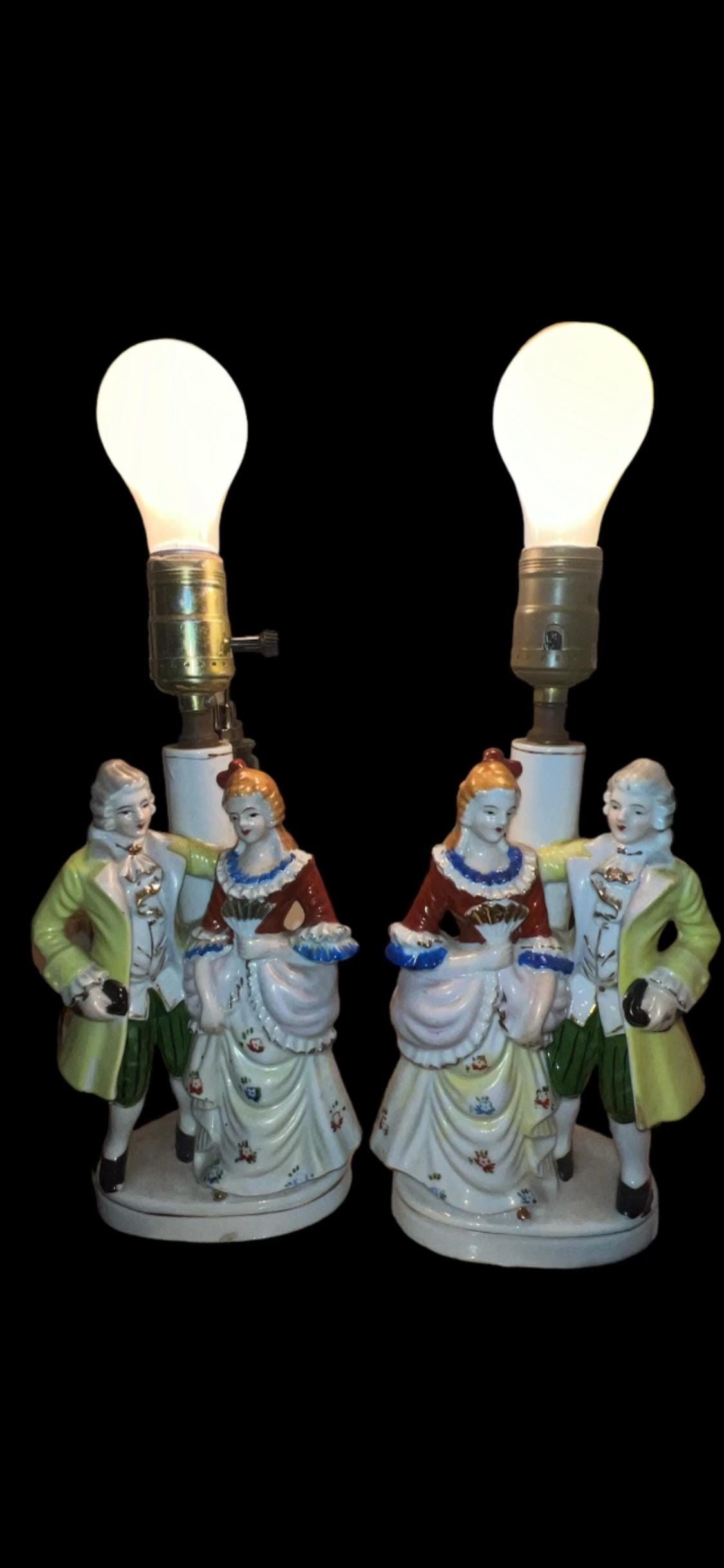 Colonial COUPLE Lamps.pair of Porcelain Lamps.sandrea.andrea by Sadek.i ...