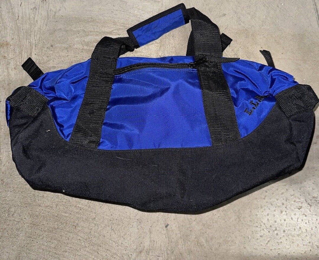 LL Bean Adventure Mens Blue Black Polyester Duffle Bag EUC With Name ...