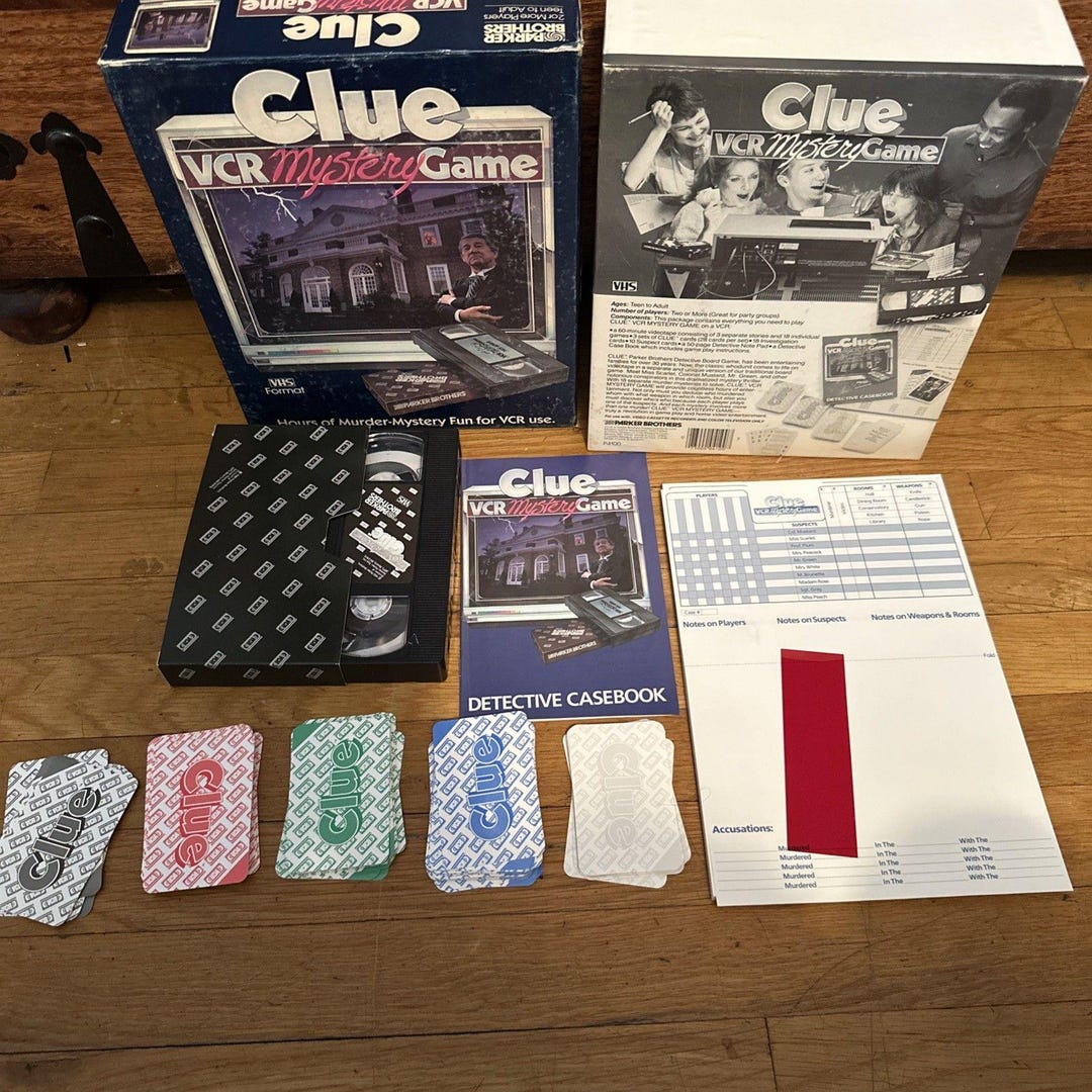 Vintage Clue VCR VHS MYSTERY Game Parker Brothers 1985 Complete ...