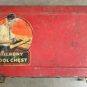 Vintage 1950’s Gilbert’s Tool Chest Metal Box - Etsy