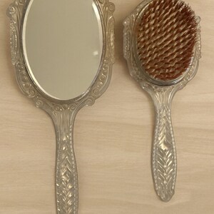 Vintage 1950’s Lucite Brush and Hand Mirror - Etsy