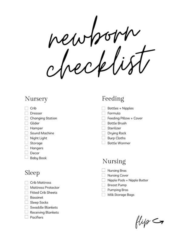 Newborn Checklist - Etsy