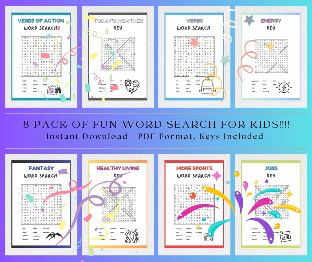 8p. Word Search With Answer Key, Teacher Tools, Elementary School ...